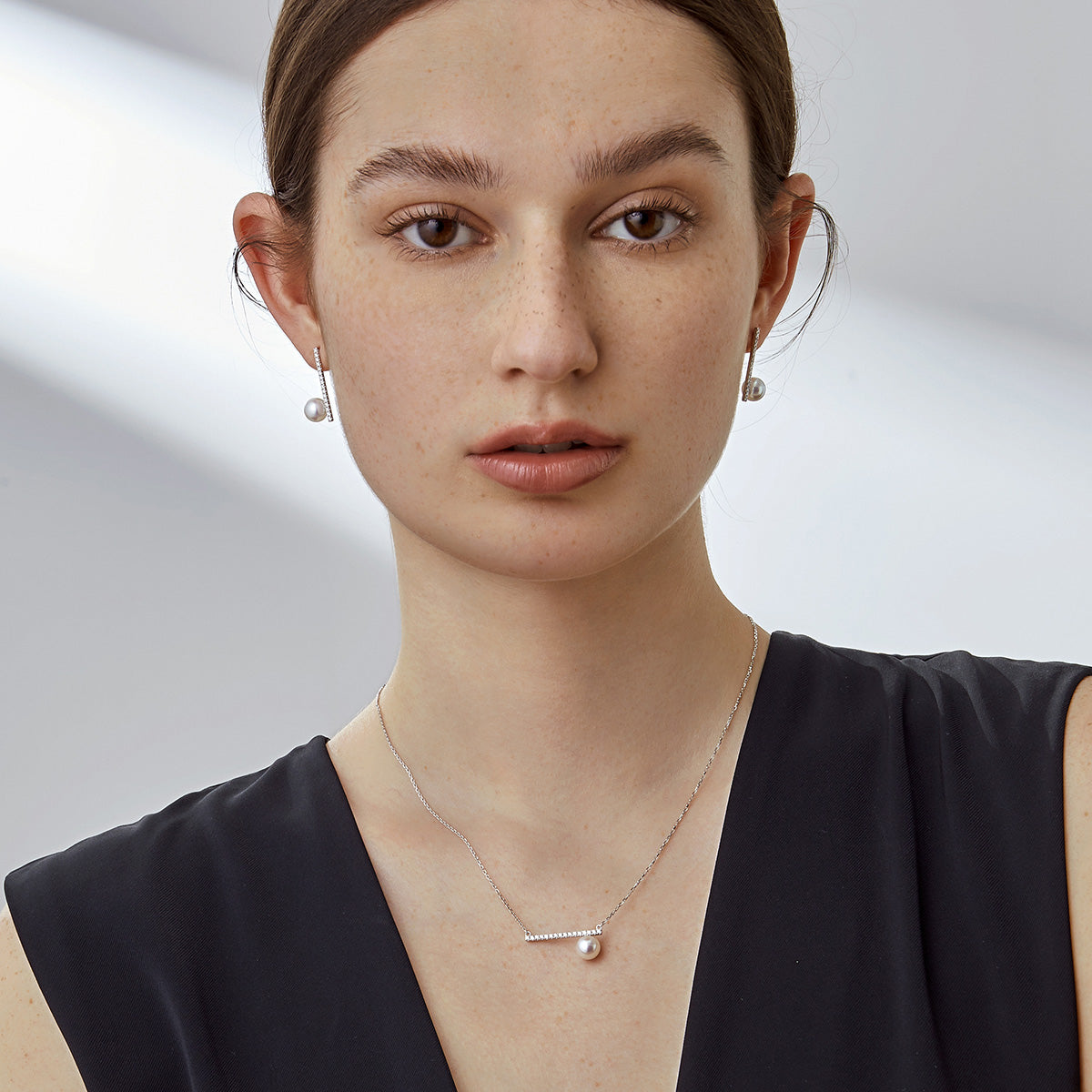 Akoya Pearl 18K White Gold Moonlight Diamond Earrings - HELAS Jewelry